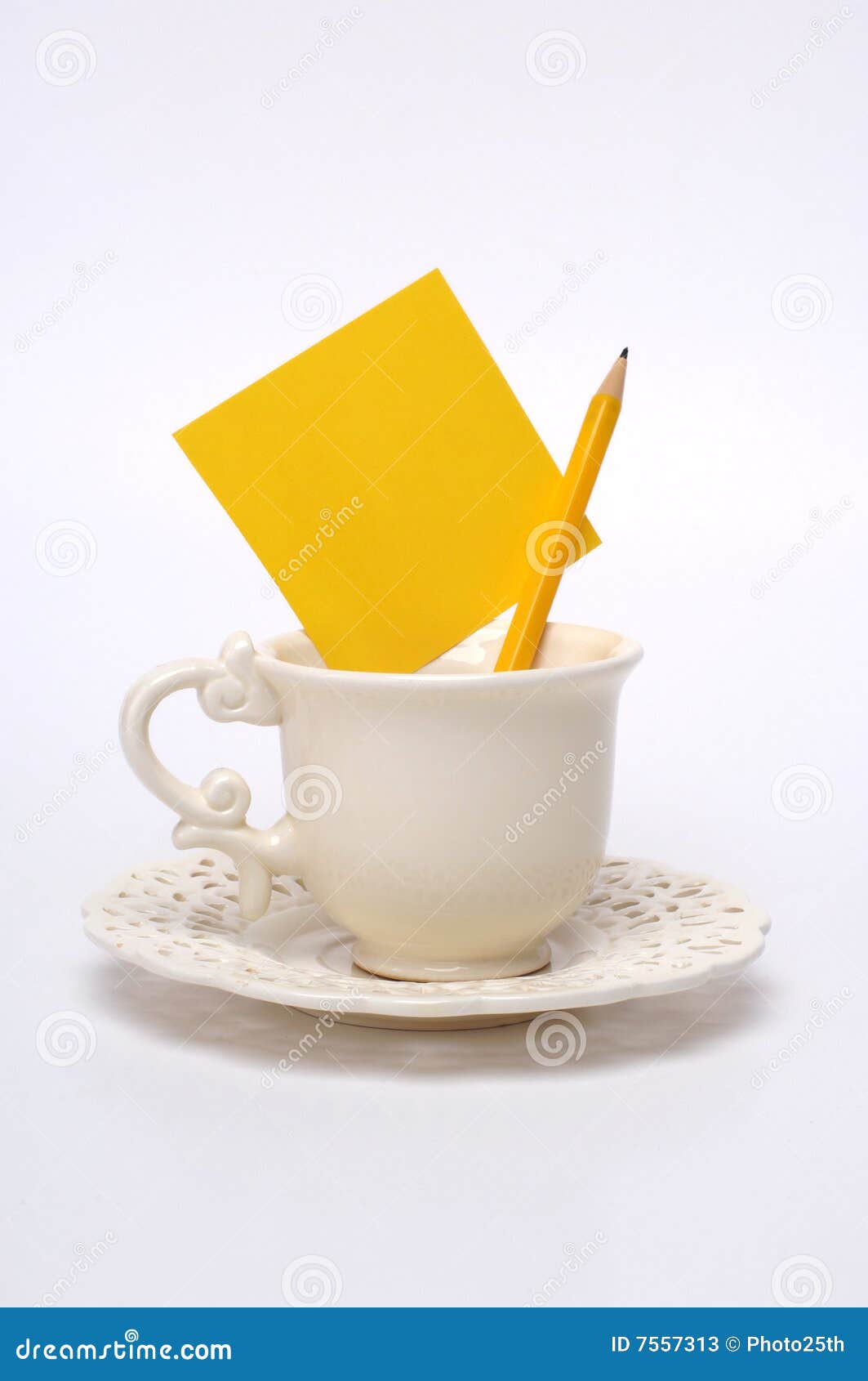 Sticky note on mug stock image. Image of reminder, hand - 7557313