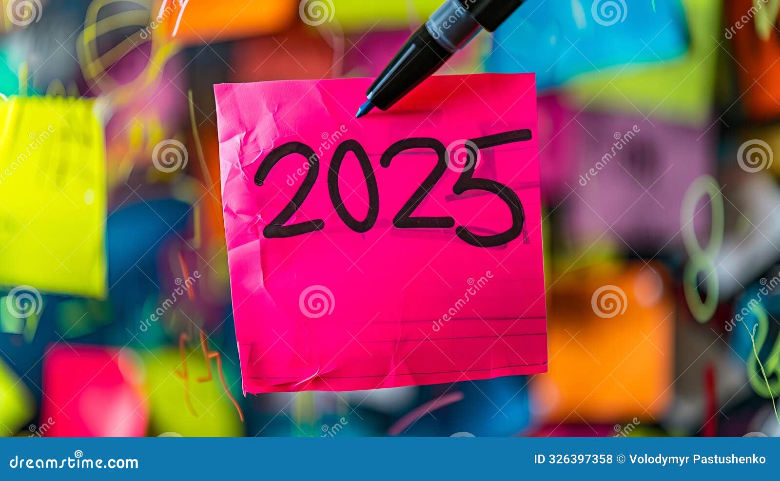 A Sticky Note with the Number 2025 on it Stock Photo - Image of number ...