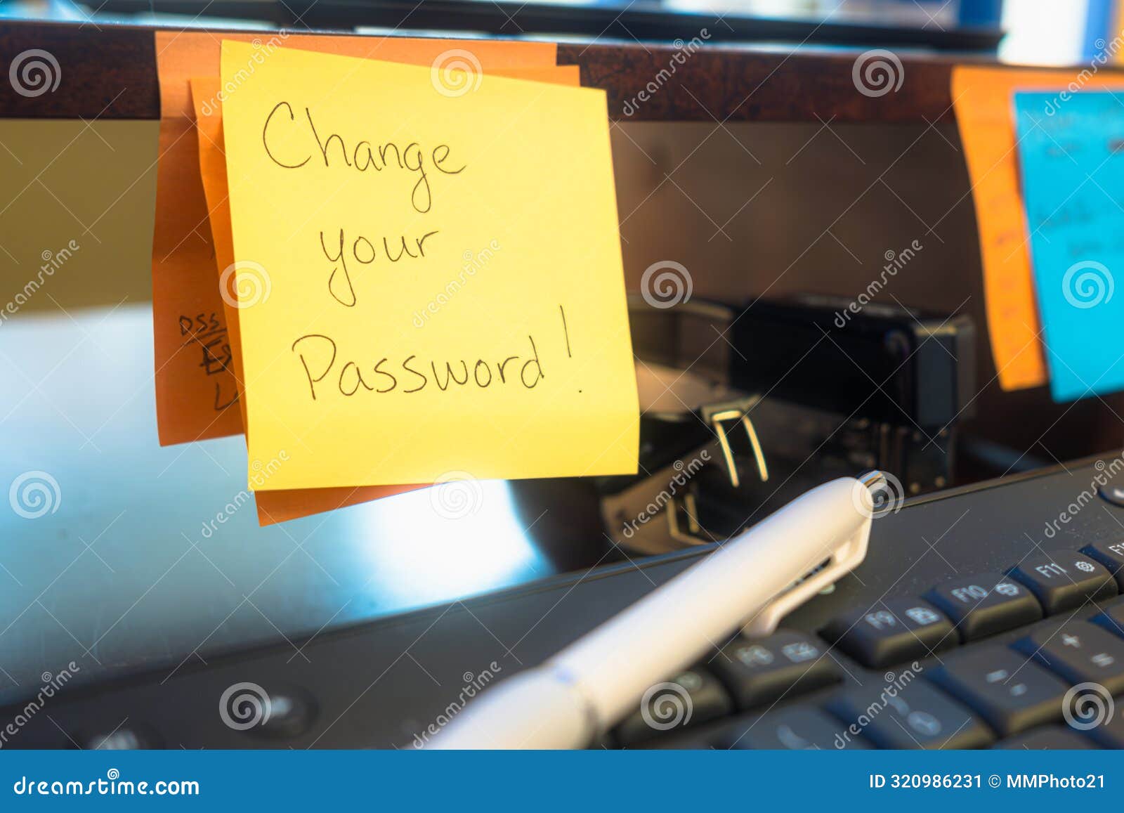 Sticky Note on Office Desk Saying "Change Your Password" Stock Image ...