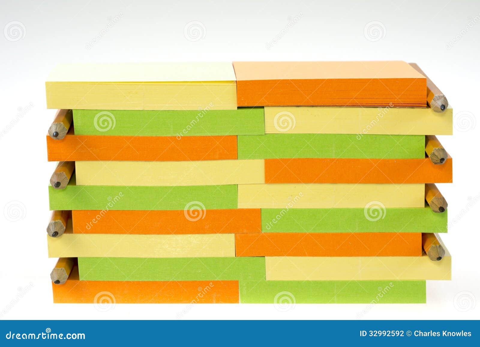 Sticky Note Pads With Penciles Stock Photo - Image of sticky, orange ...
