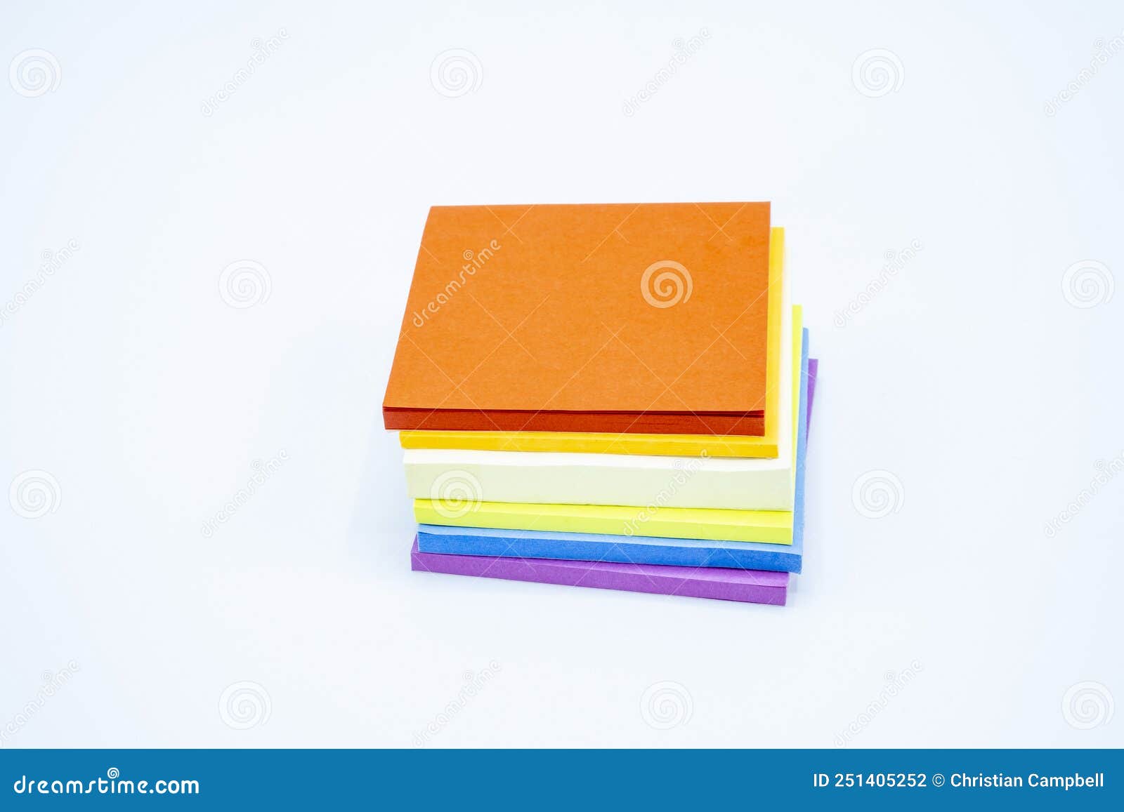 Sticky Note Pads Stacked in Rainbow Order on White Tabletop Stock Photo ...
