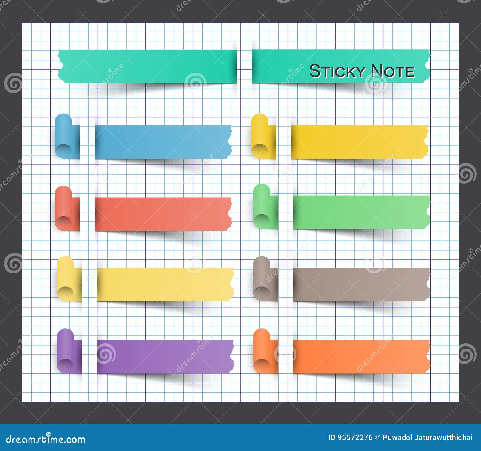 Sticky note on paper . stock vector. Illustration of long - 95572276