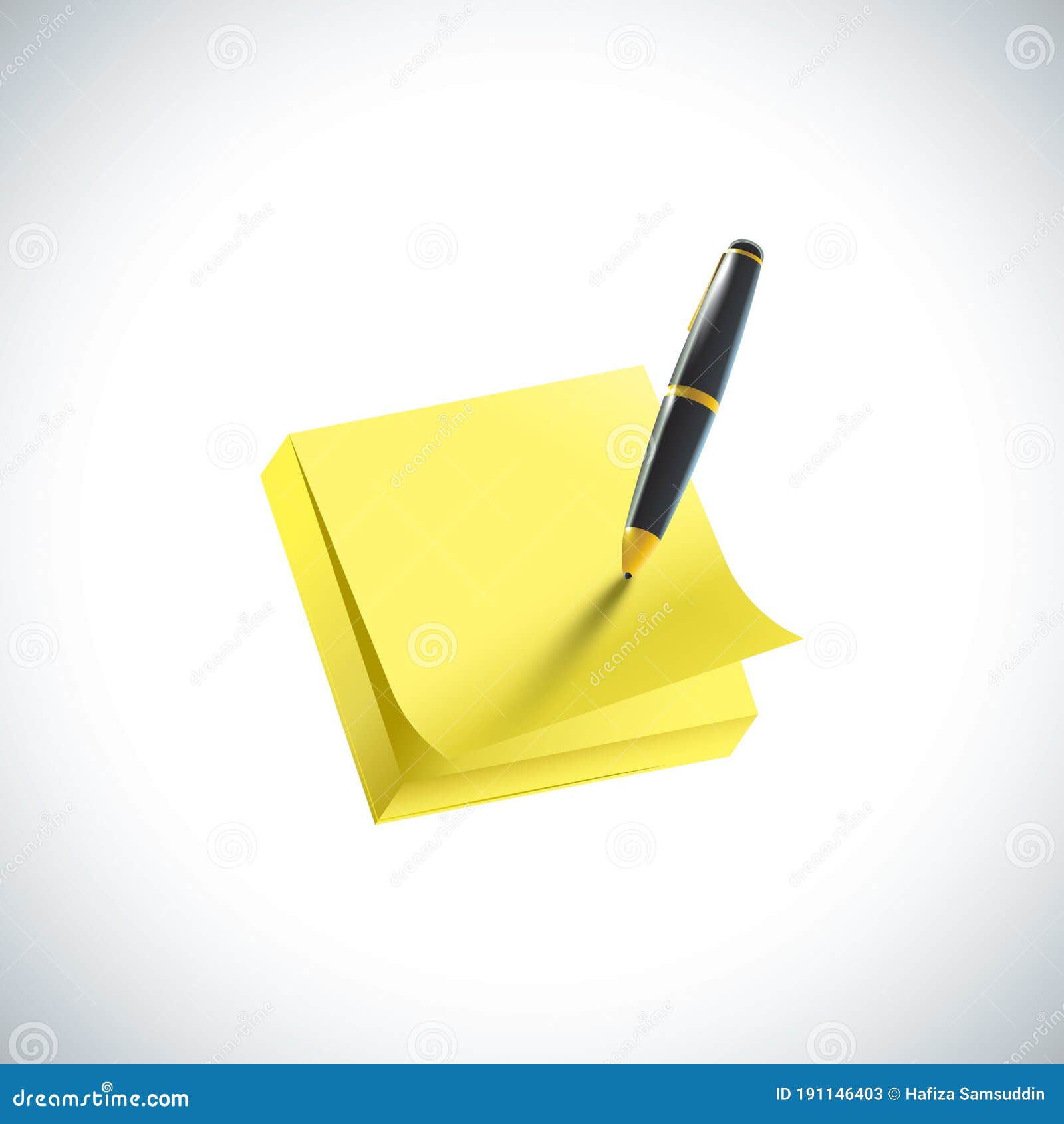 Sticky Note and Pen. Vector Illustration Decorative Design Stock Vector ...