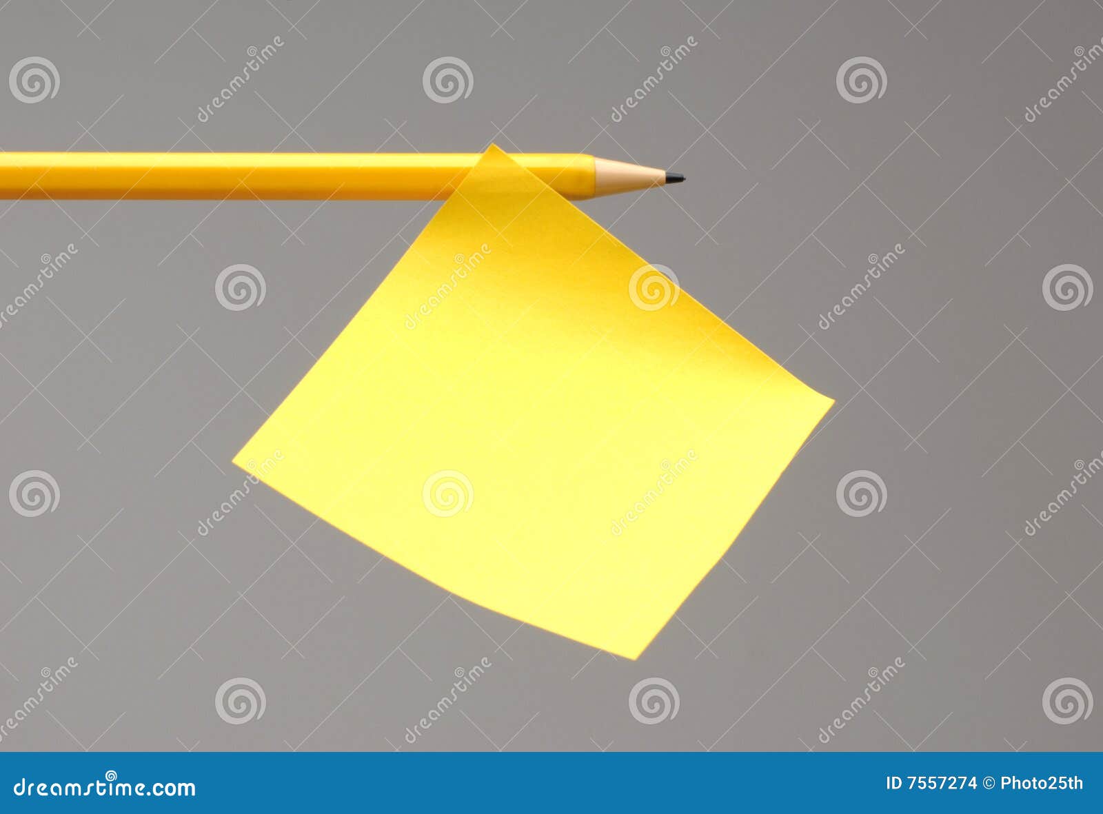 Sticky note on pencil stock photo. Image of reminder, paper - 7557274