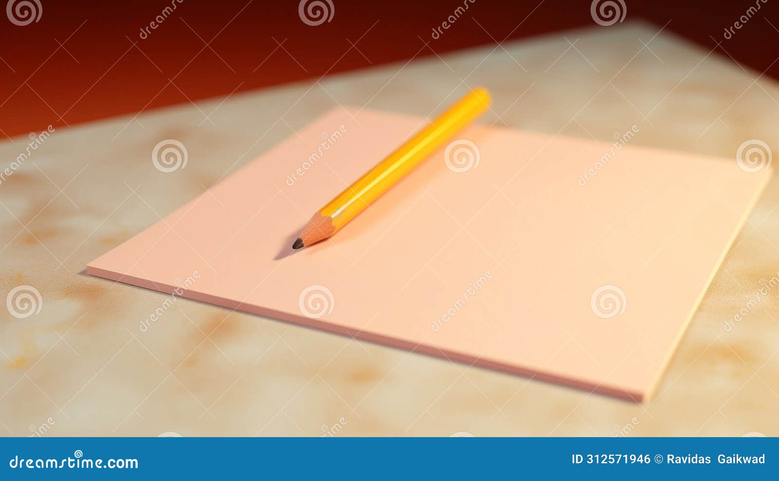 Sticky Note with Pencil, Minimalist Workspace Stock Illustration ...
