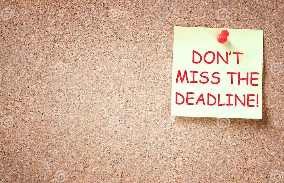 Sticky Note with the Phrase Dont Miss the Deadline Stock Image - Image ...