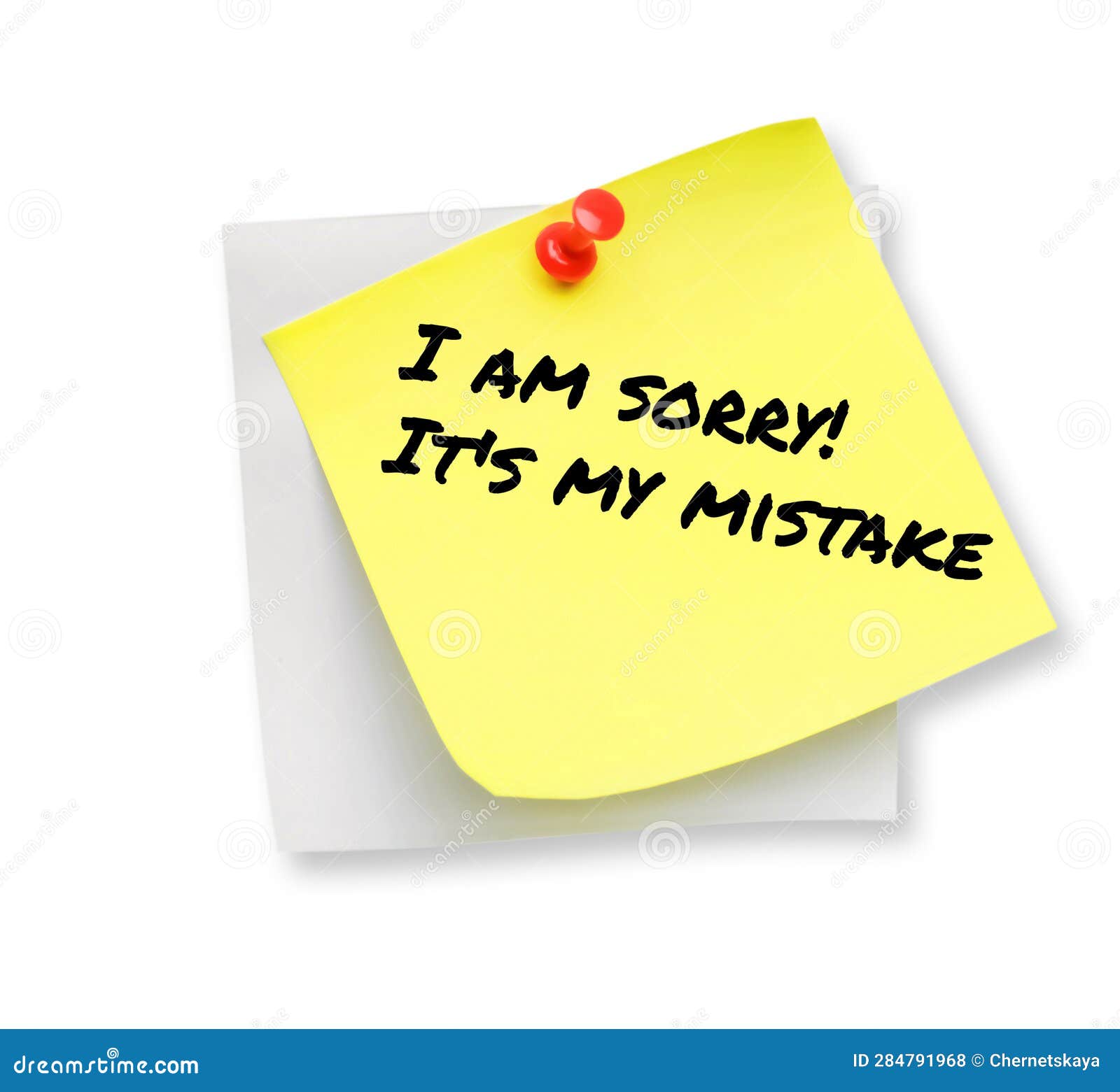 Sticky Note with Phrase I am Sorry! it S My Mistake Pinned on White ...