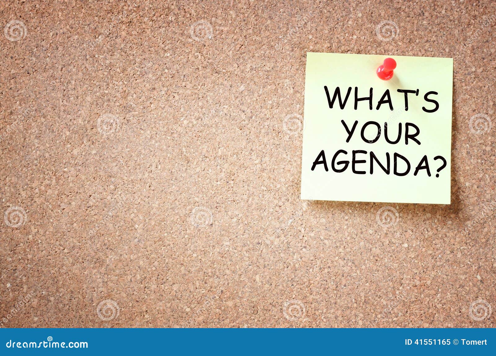 Sticky Note with the Phrase Whats Your Agenda. Room for Text. Stock ...