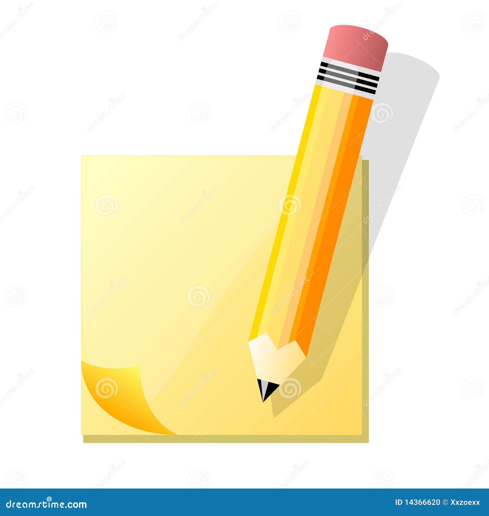 Sticky Note Post It With Pencil Stock Photo - Image: 14366620