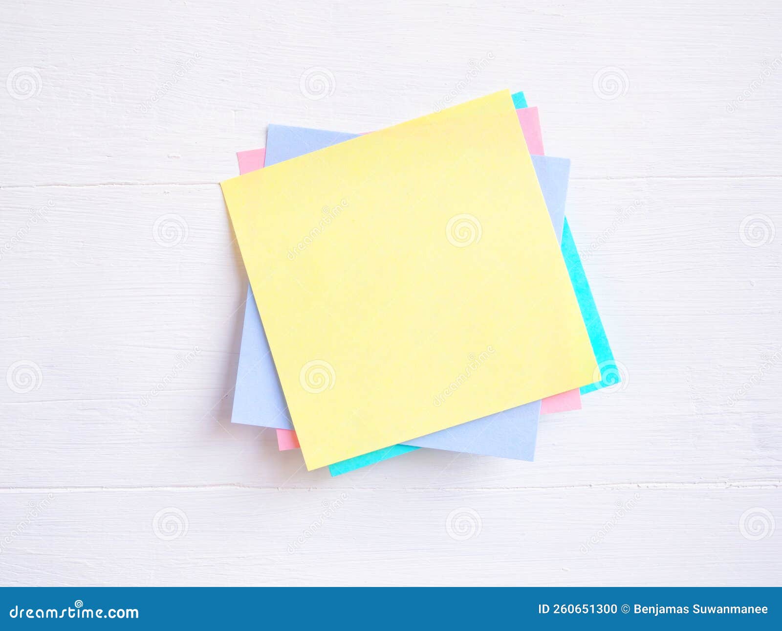 Sticky Note ( Post-it) Stack on a White Wooden. Stock Photo - Image of ...