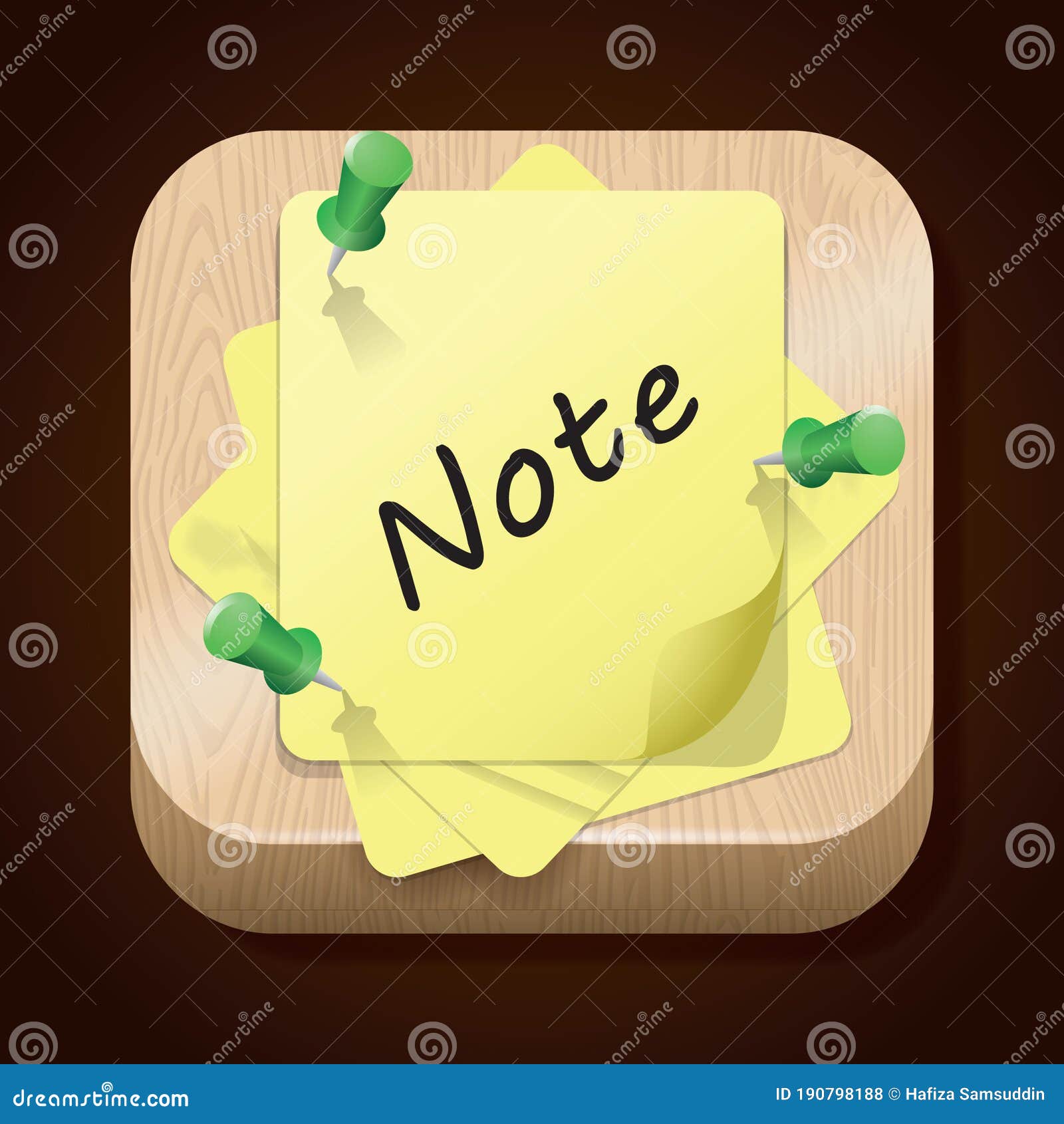 Sticky Note with Push Pins. Vector Illustration Decorative Design Stock ...