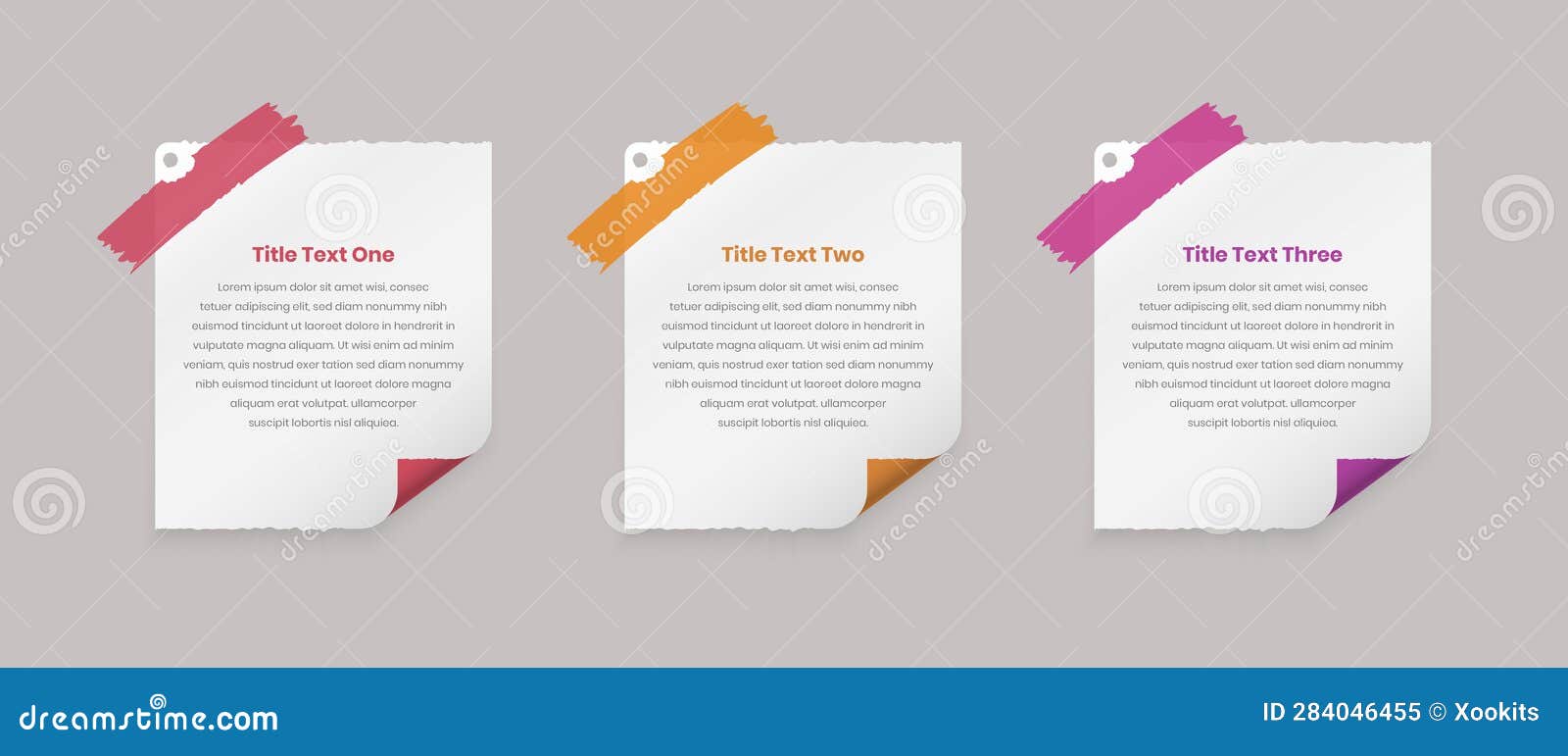 Sticky Note Styled Infographic Text Presentation Cards with Page Curl ...