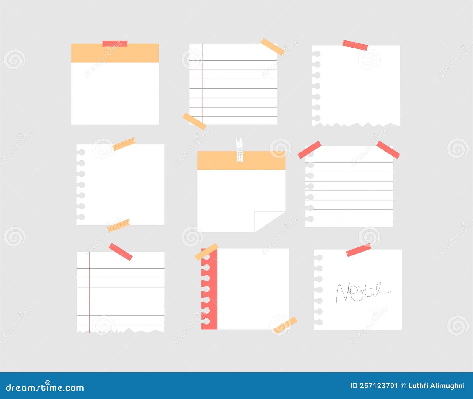 Sticky Notebook Paper. Set Colorful Memo, Blank Torn Pages Sheets ...