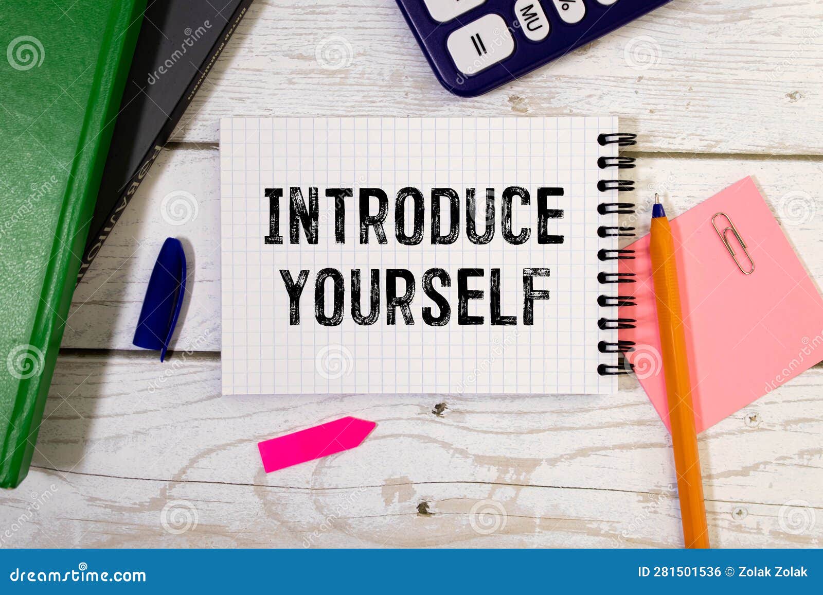 Sticky Note with the Text Introduce Yourself on Office Desk. Self ...