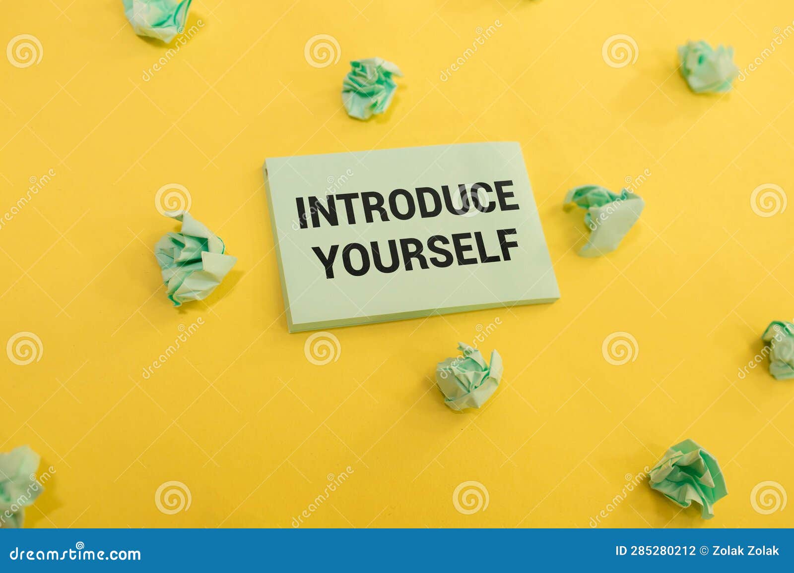 Sticky Note with the Text Introduce Yourself on Office Desk. Self ...