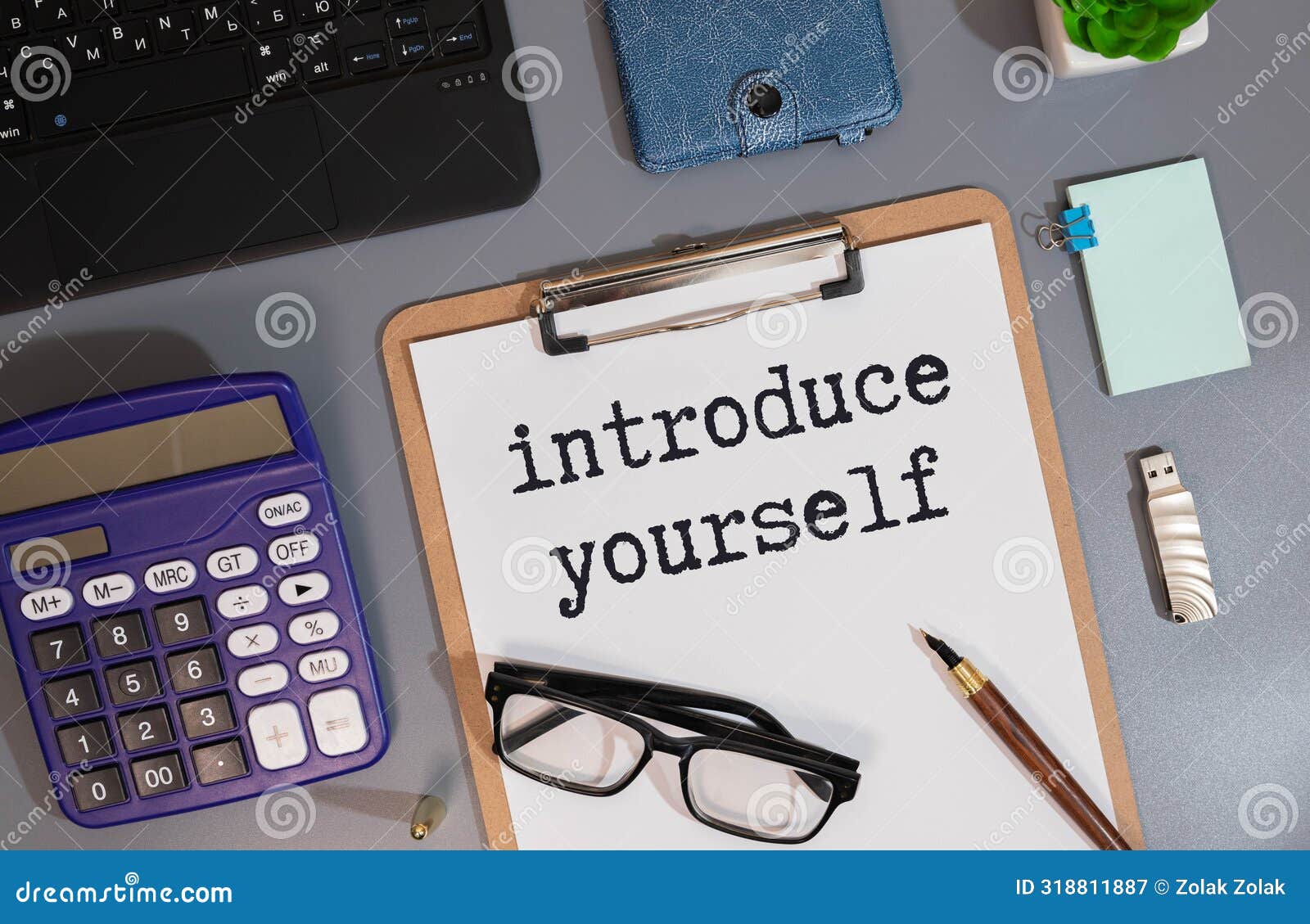 Sticky Note with the Text Introduce Yourself on Office Desk Stock Image ...