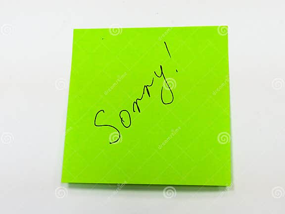 Sticky Note with Text Sorry, Motivation Card. Stock Image - Image of ...
