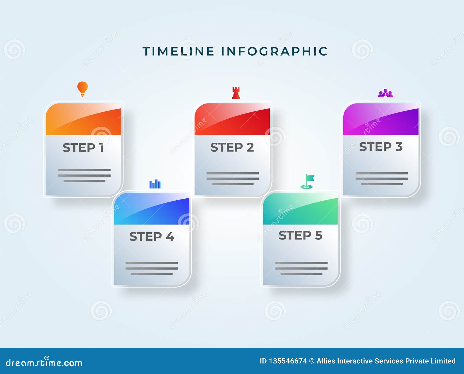 Sticky Note Timeline Infographic Elements. Stock Illustration ...