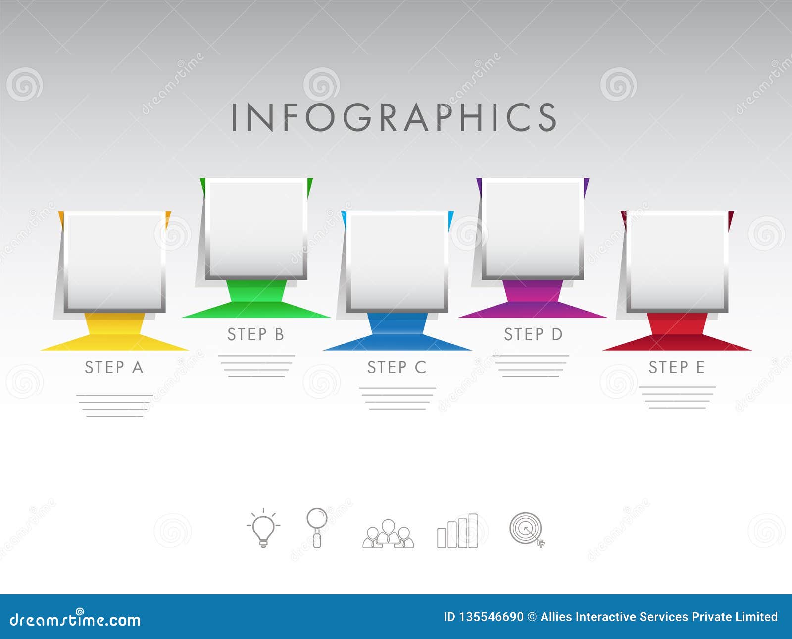 Sticky Note Timeline Infographic Elements. Stock Illustration ...