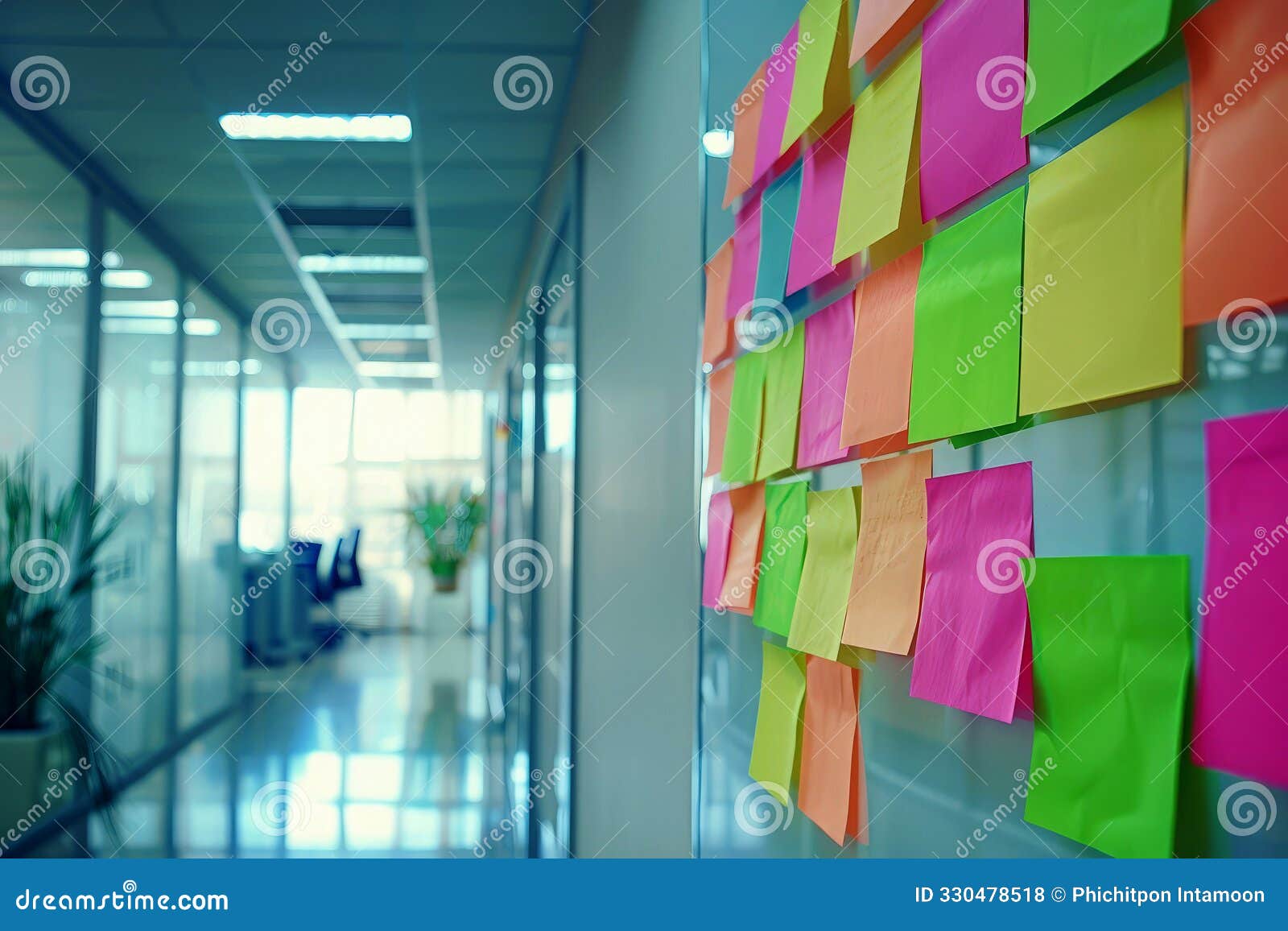 Sticky Note To a Office Wall Already Covered in Colorful Notes. Stock ...