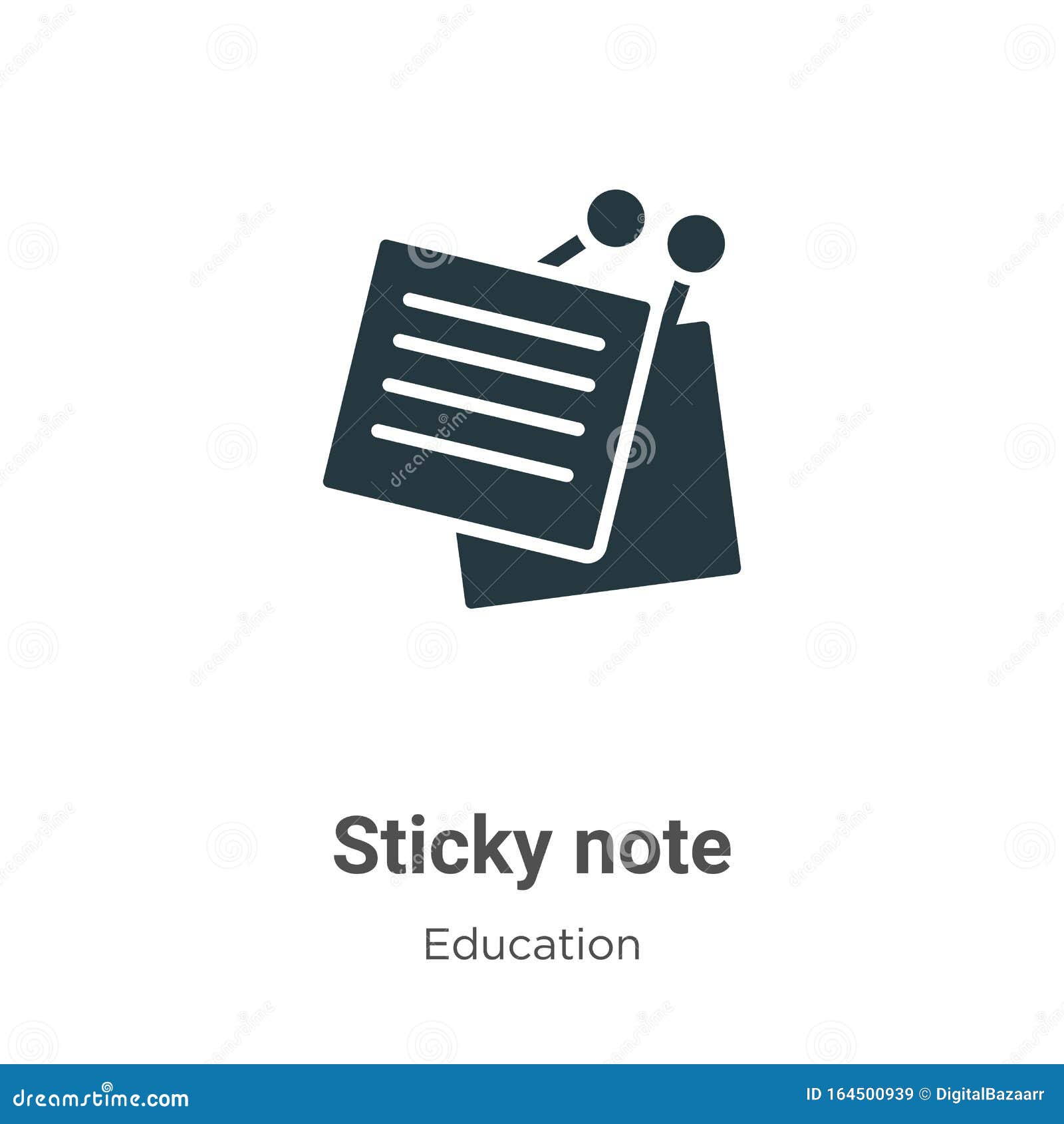 Sticky Note Vector Icon on White Background. Flat Vector Sticky Note ...