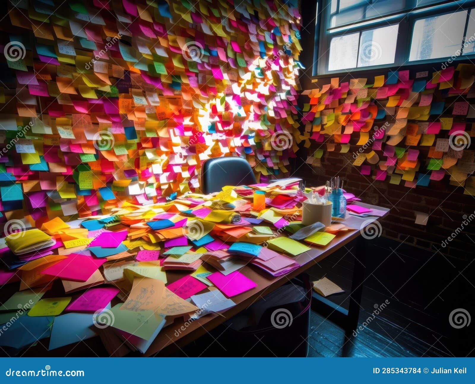 Sticky Note Wall with Brainstorming Ideas Stock Illustration ...