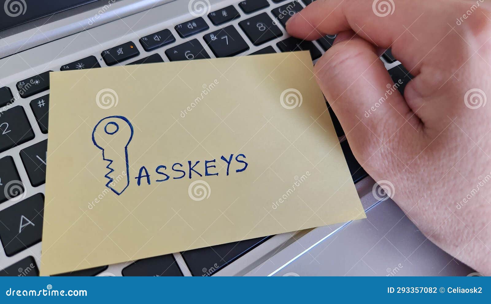 A Sticky Note with the Word Passkeys Placed on a Keyboard Stock Photo ...