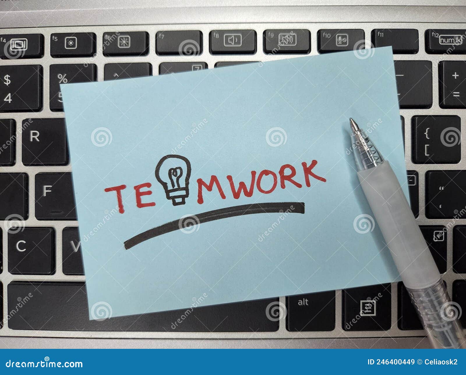 A Sticky Note with the Word Teamwork. Stock Image - Image of ...