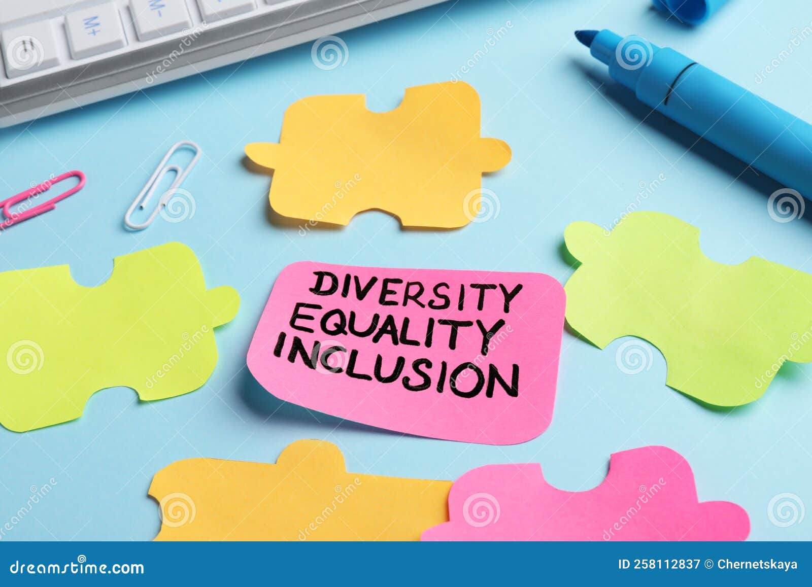 Sticky Note with Words Diversity, Equality, Inclusion and Paper Puzzle ...