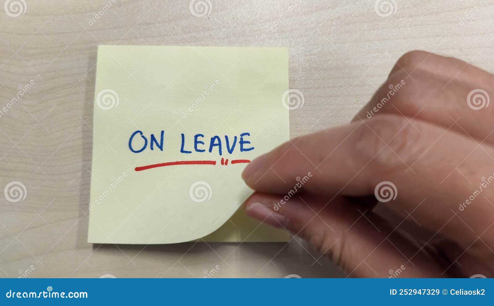A Sticky Note with the Words on Leave Written Stock Image - Image of ...