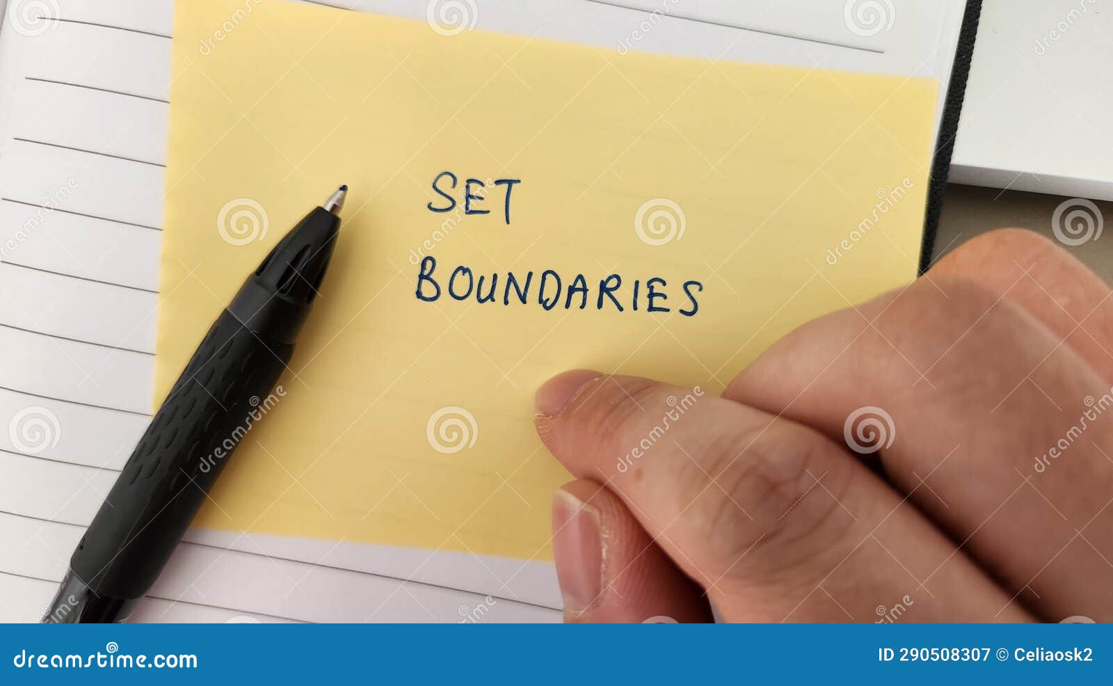 A Sticky Note with the Words Set Boundaries Written on it Stock Image ...