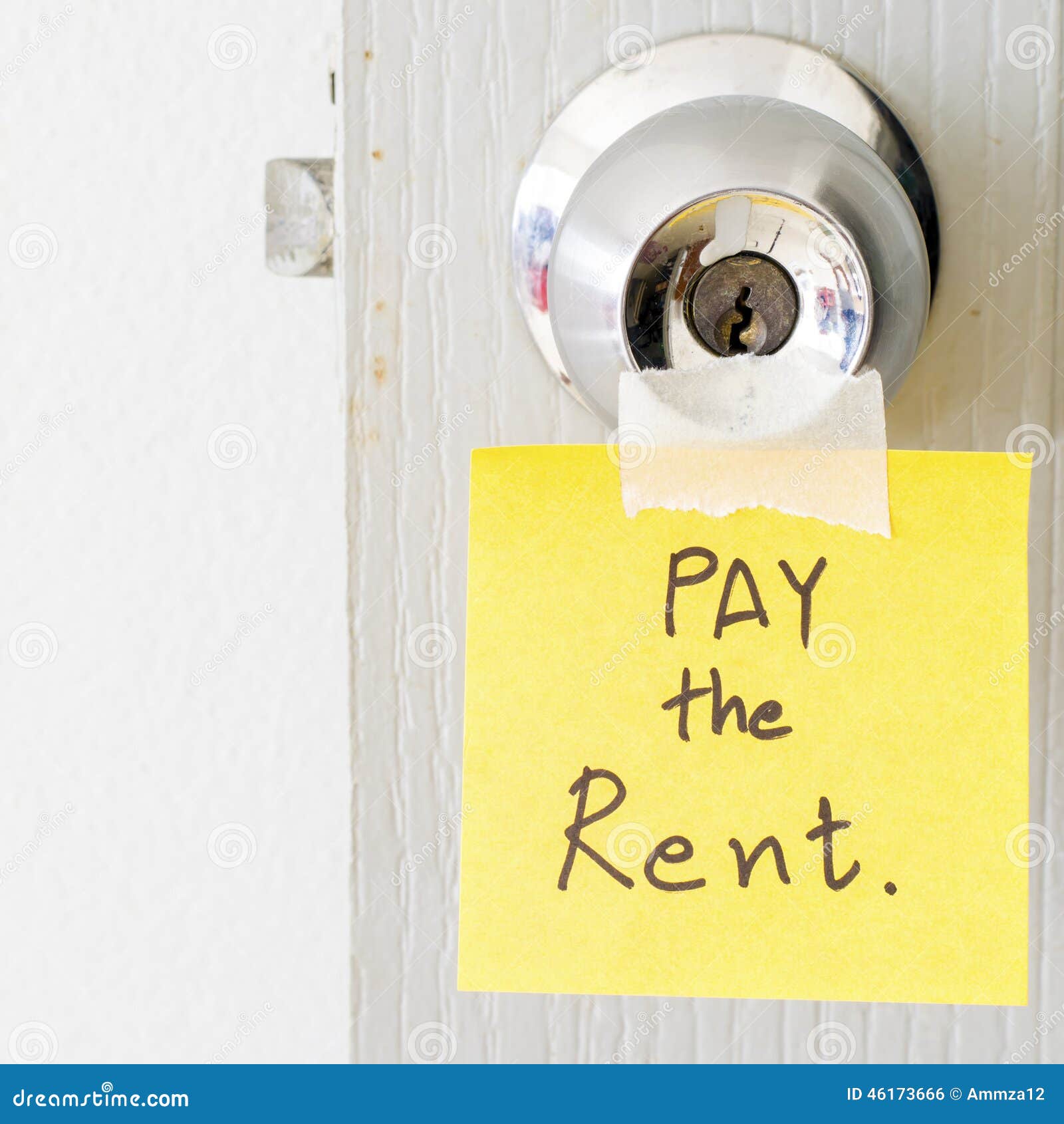 Sticky Note Write a Message Pay the Rent Stock Photo - Image of hole ...