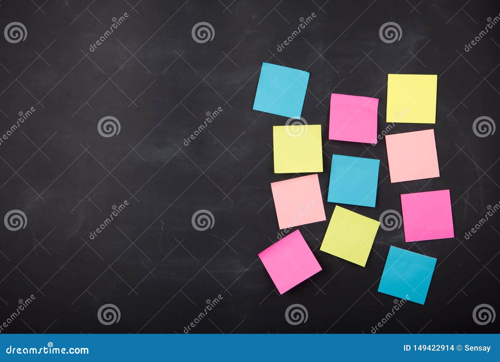 Sticky Notes on the Blank Blackboard Stock Photo - Image of remember ...