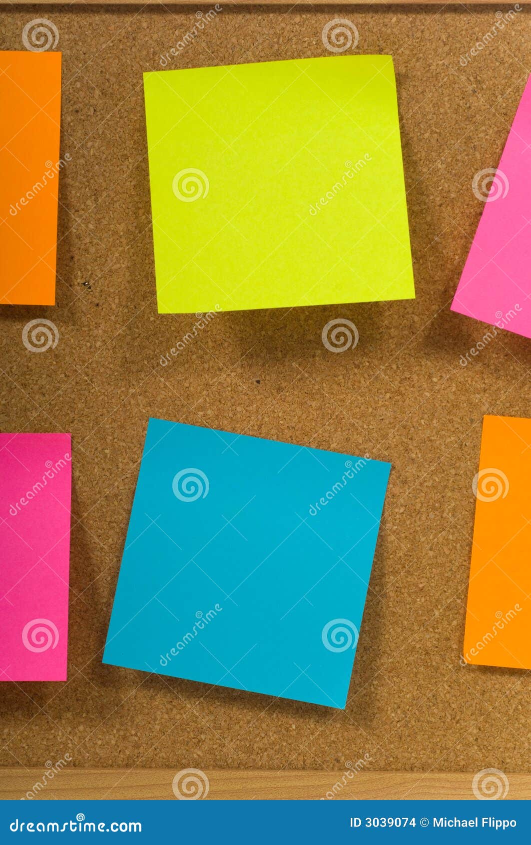 Sticky notes on a board stock photo. Image of cork, yellow - 3039074