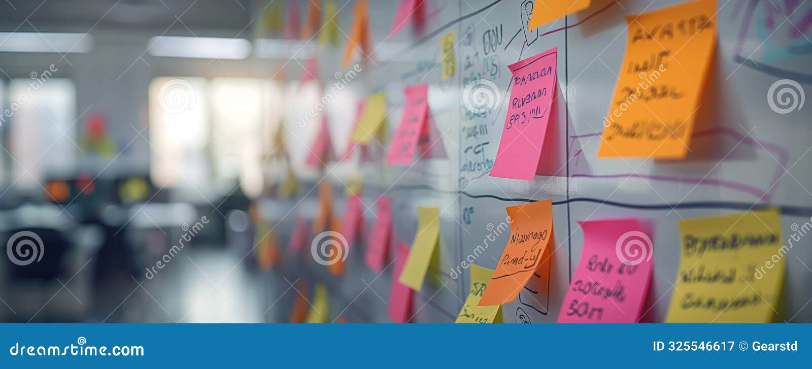 Sticky Notes on a Board in a Collaborative Workspace Stock Image ...