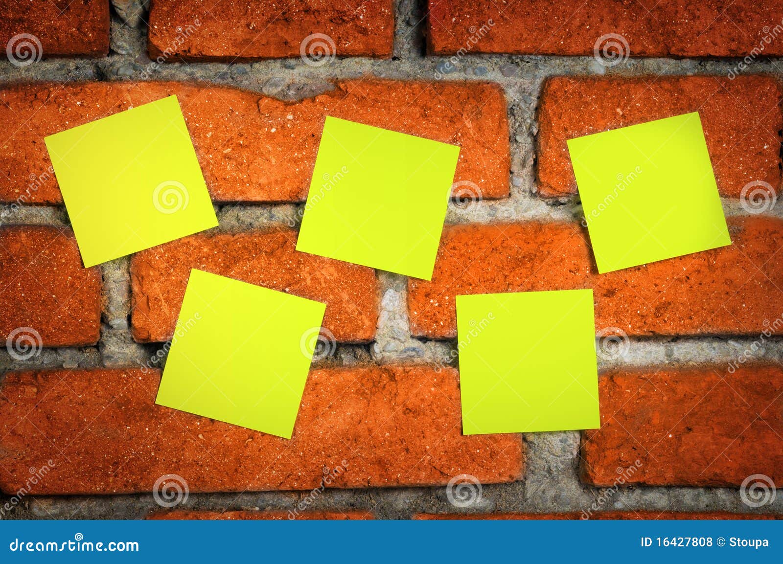 Sticky Notes on a Brick Wall Stock Photo - Image of wall, poster: 16427808