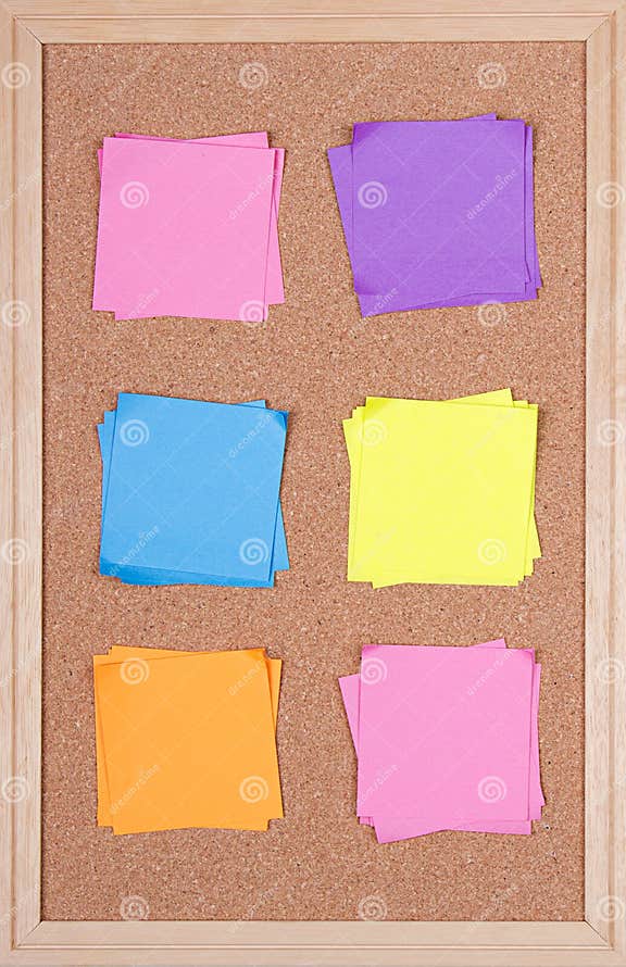 Sticky Notes on a Bulletin Board Stock Photo - Image of board, office ...