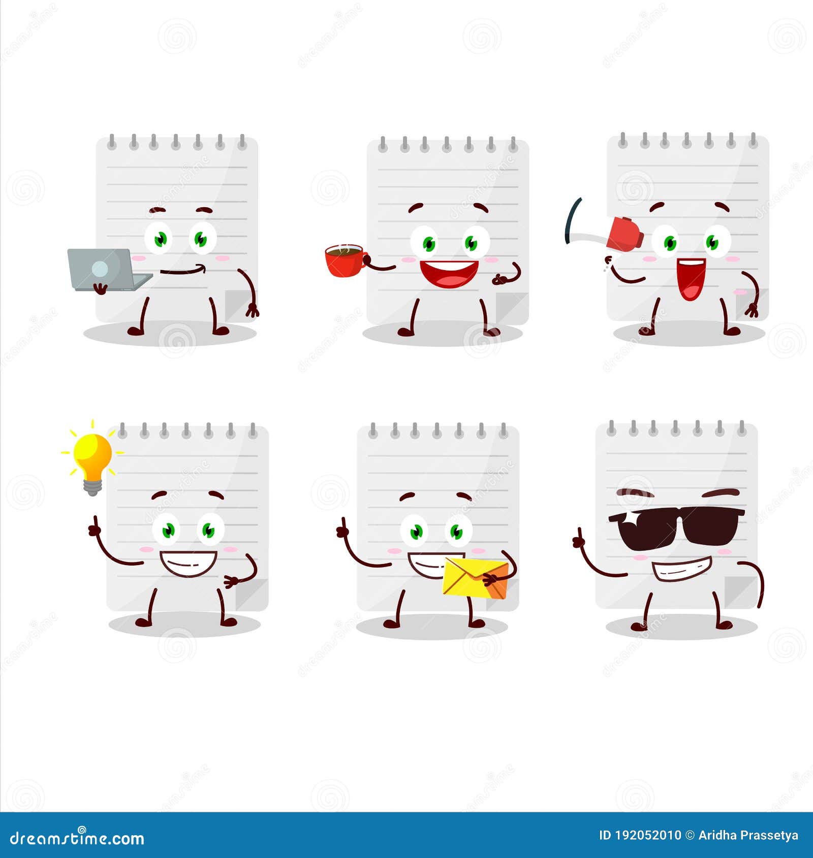 Sticky Notes Cartoon Character with Various Types of Business Emoticons ...