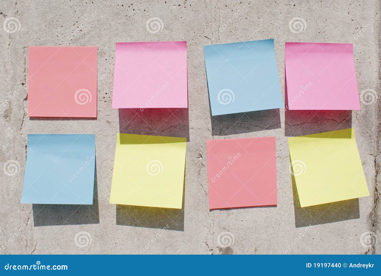 Sticky Notes on the Concrete Wall Stock Photo - Image of paper, blank ...