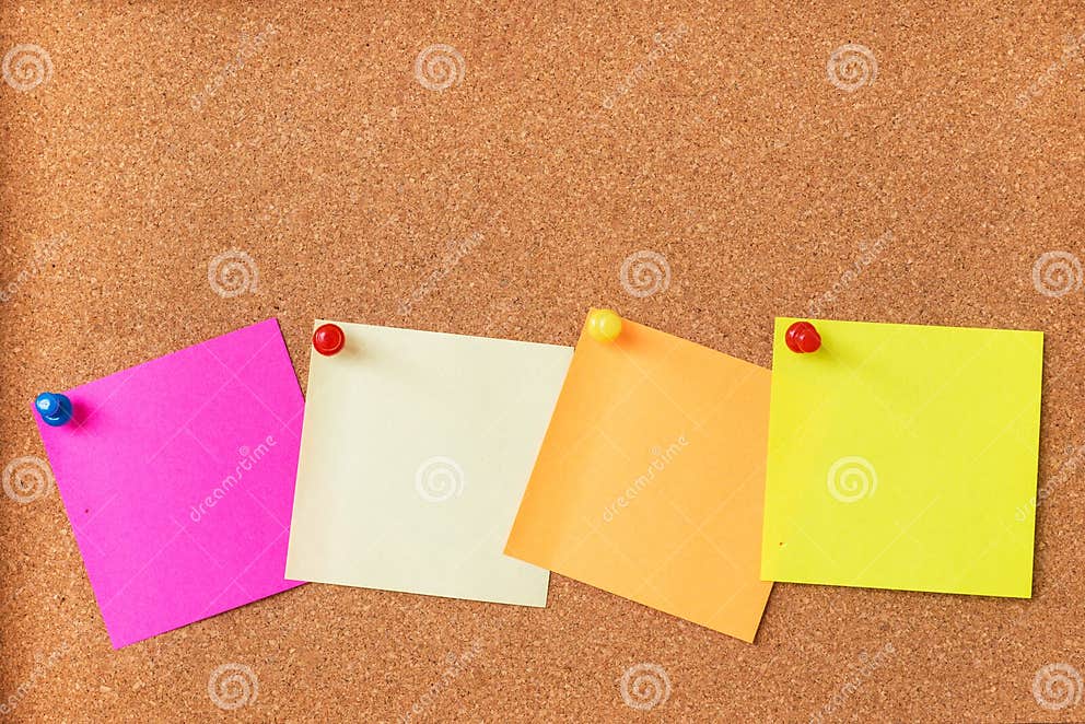 Sticky notes on cork board stock image. Image of design - 29693849