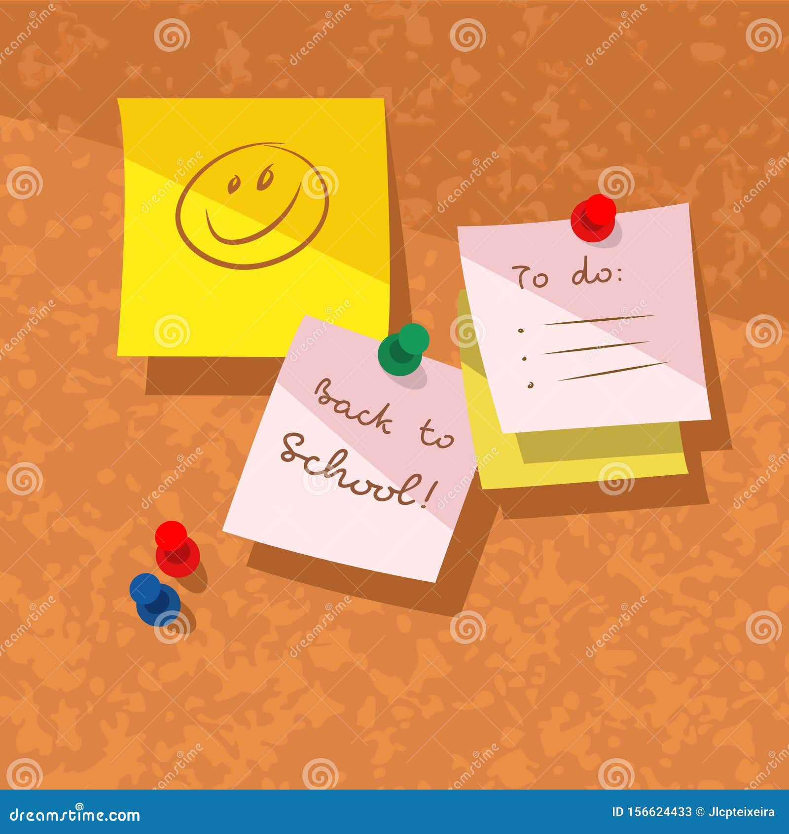 Sticky Notes on Corkboard with Back To School Task List Stock Vector ...