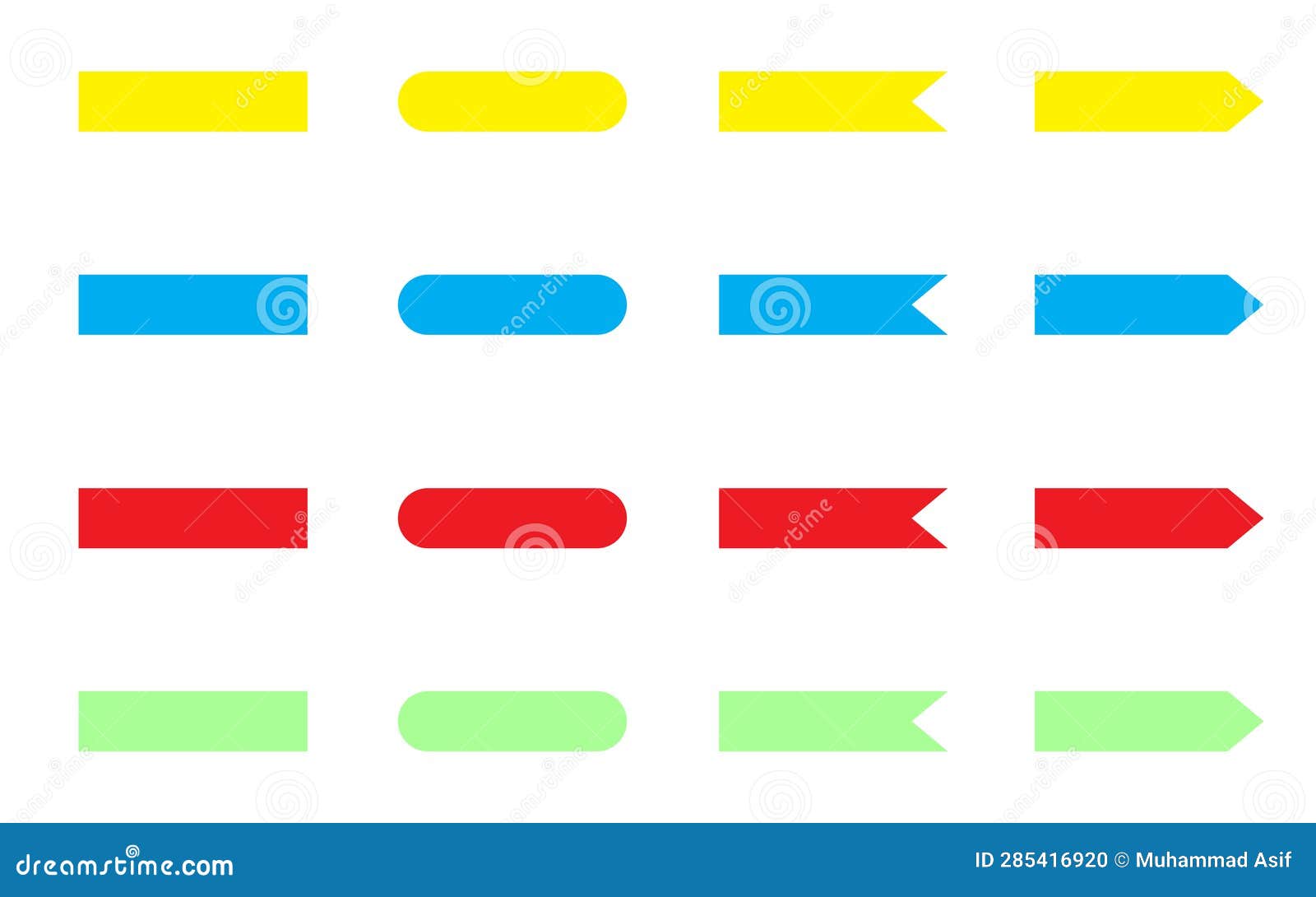 Sticky Notes with Four Different Shapes. Yellow Blue Red and Green Post ...
