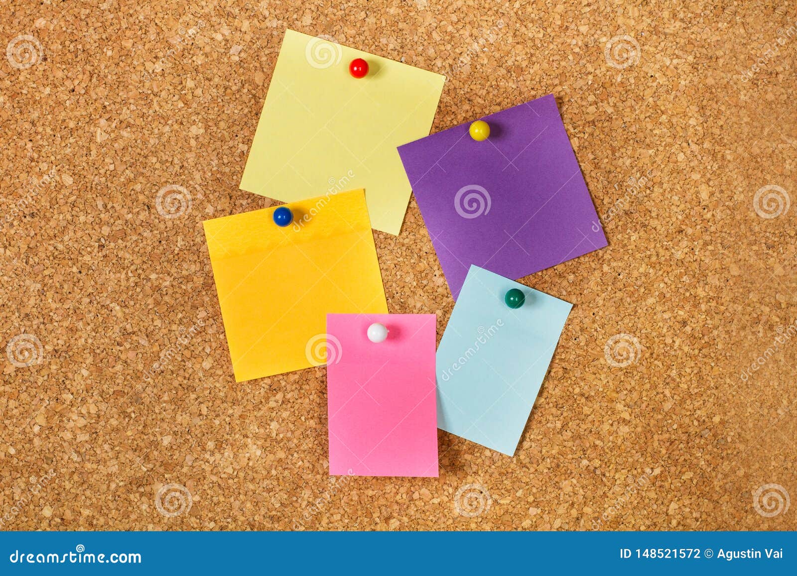 Sticky Notes Hanging on a Cork Board Stock Photo - Image of memo, board ...