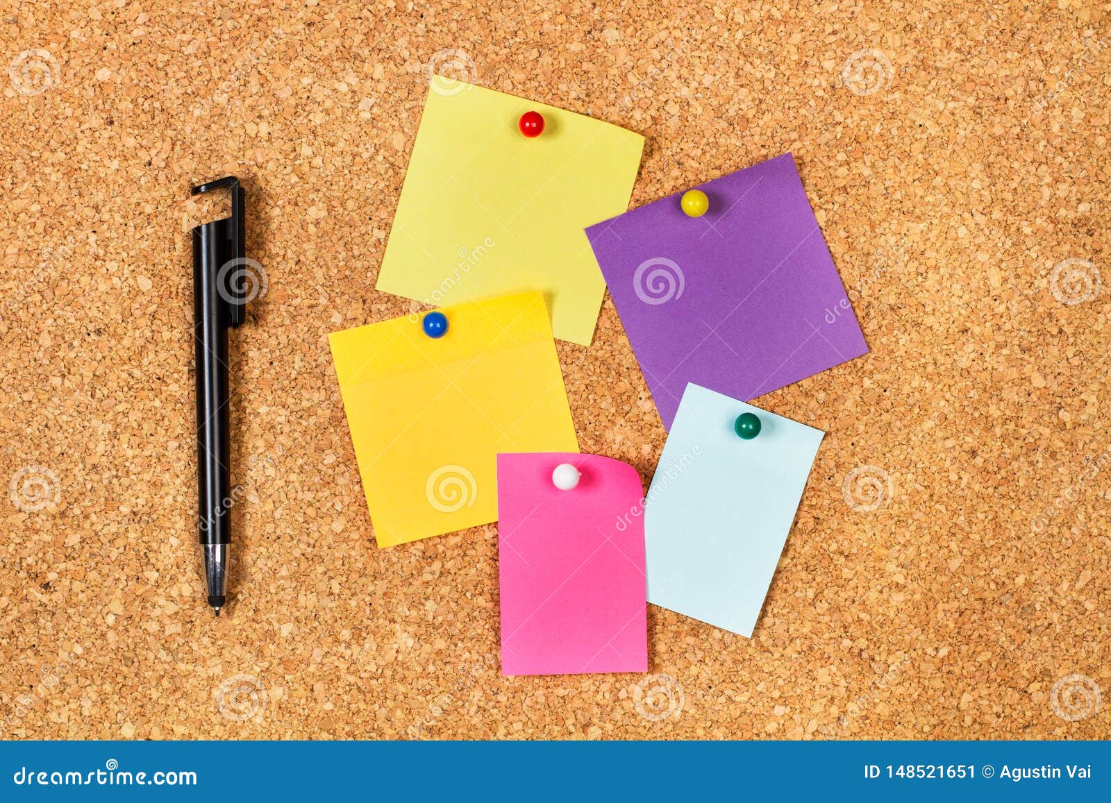 Sticky Notes Hanging on a Cork Board Stock Image - Image of bulletin ...