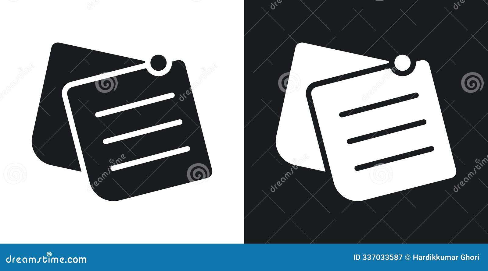 Sticky Notesline in Thin Line Black Color. Flat Simple Vector Symbols ...