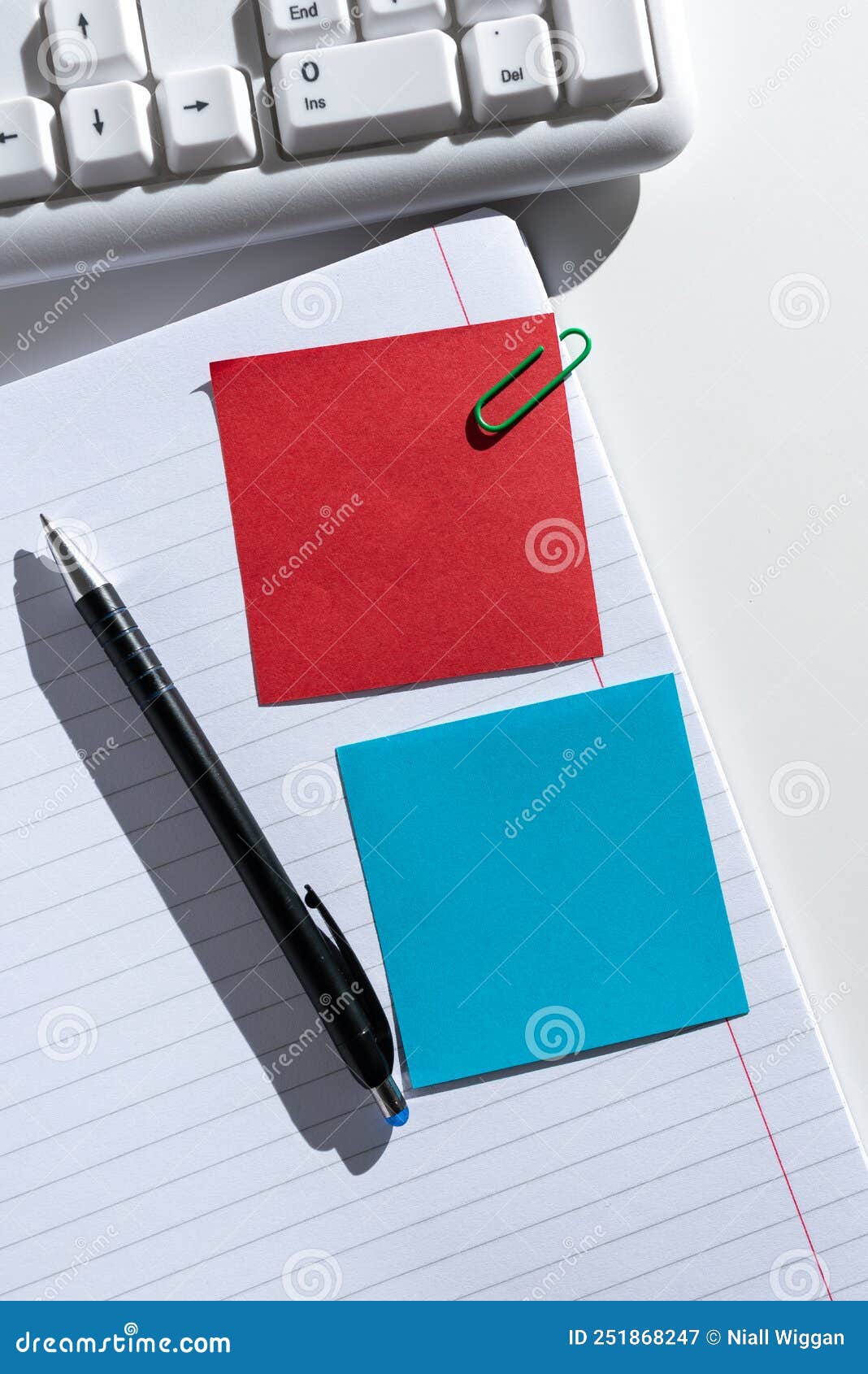 Sticky Notes with Important Messages Clipped on Opened Notebook on Desk ...