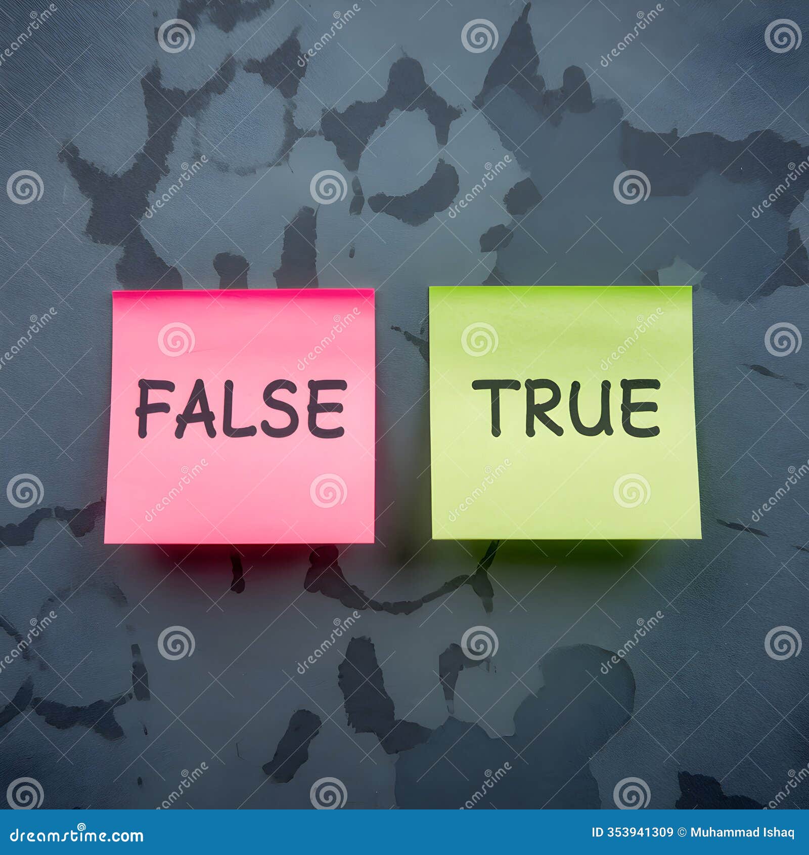 Sticky Notes Labeled TRUE and FALSE Symbolize Decision Making Contrasts ...