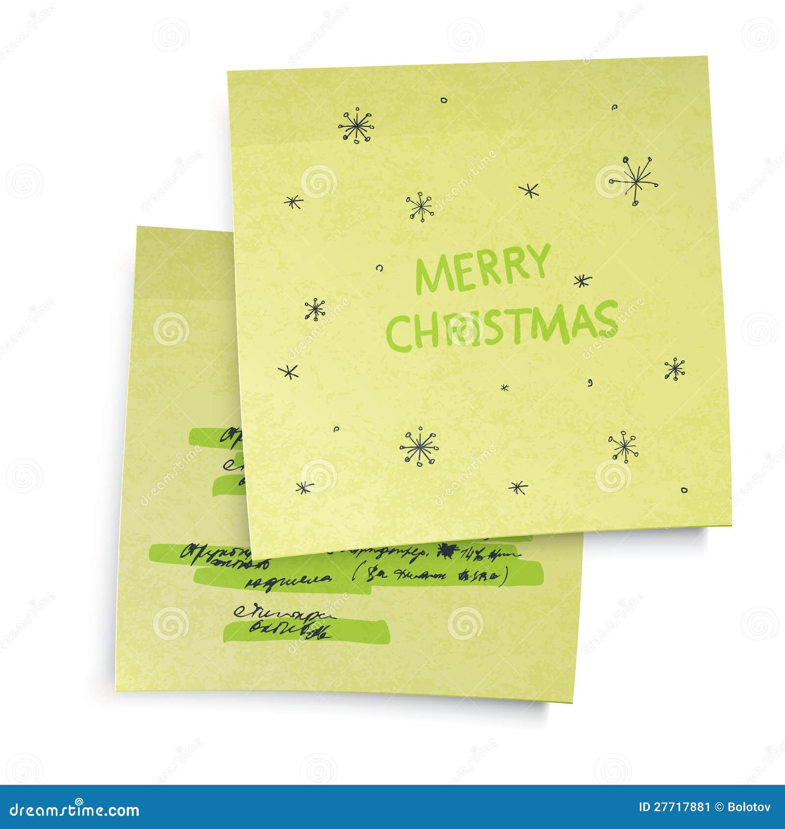 Sticky Notes with Merry Christmas Greetings Stock Vector - Illustration ...