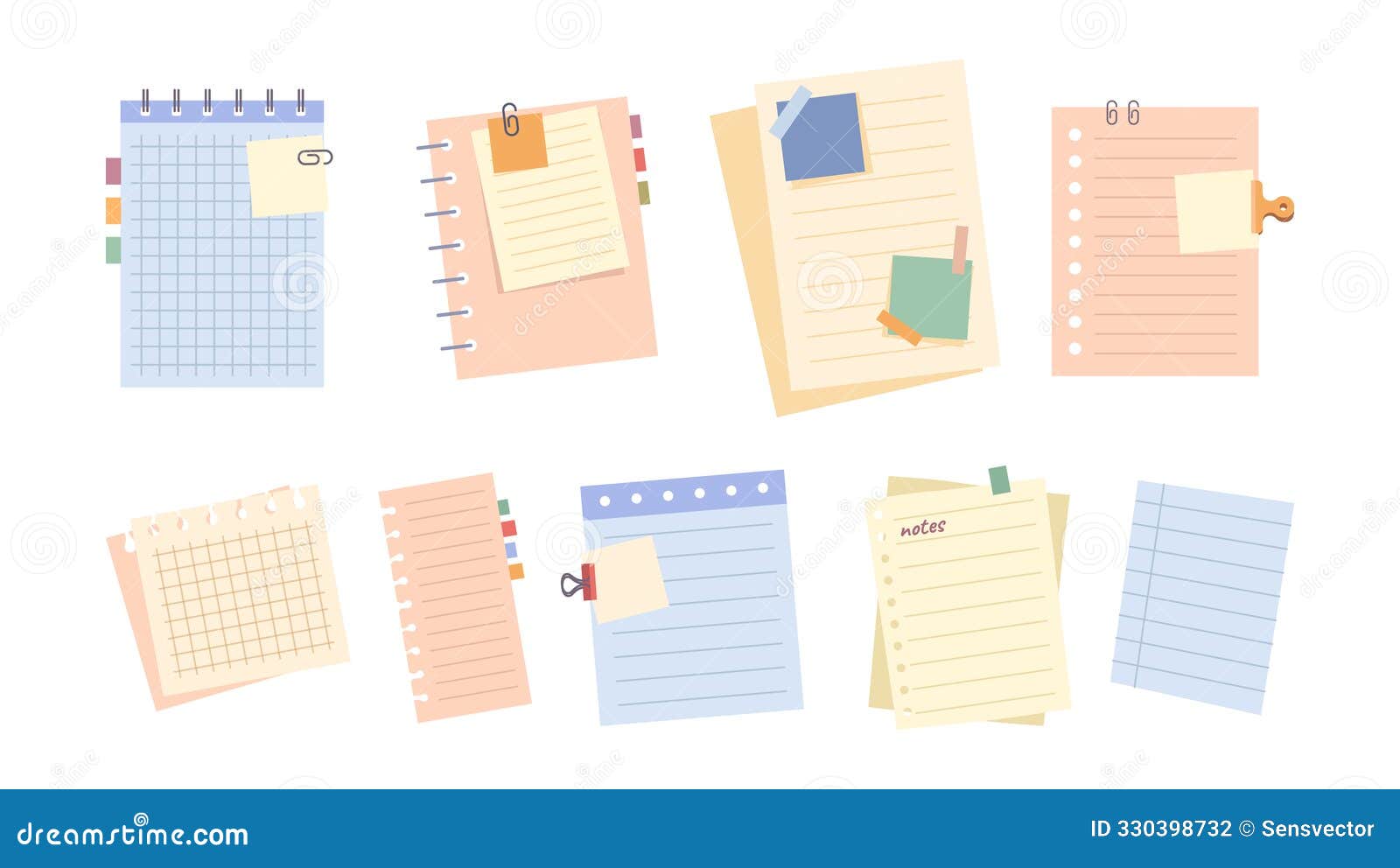 Sticky Notes and Notebook Pages Collection Stock Vector - Illustration ...