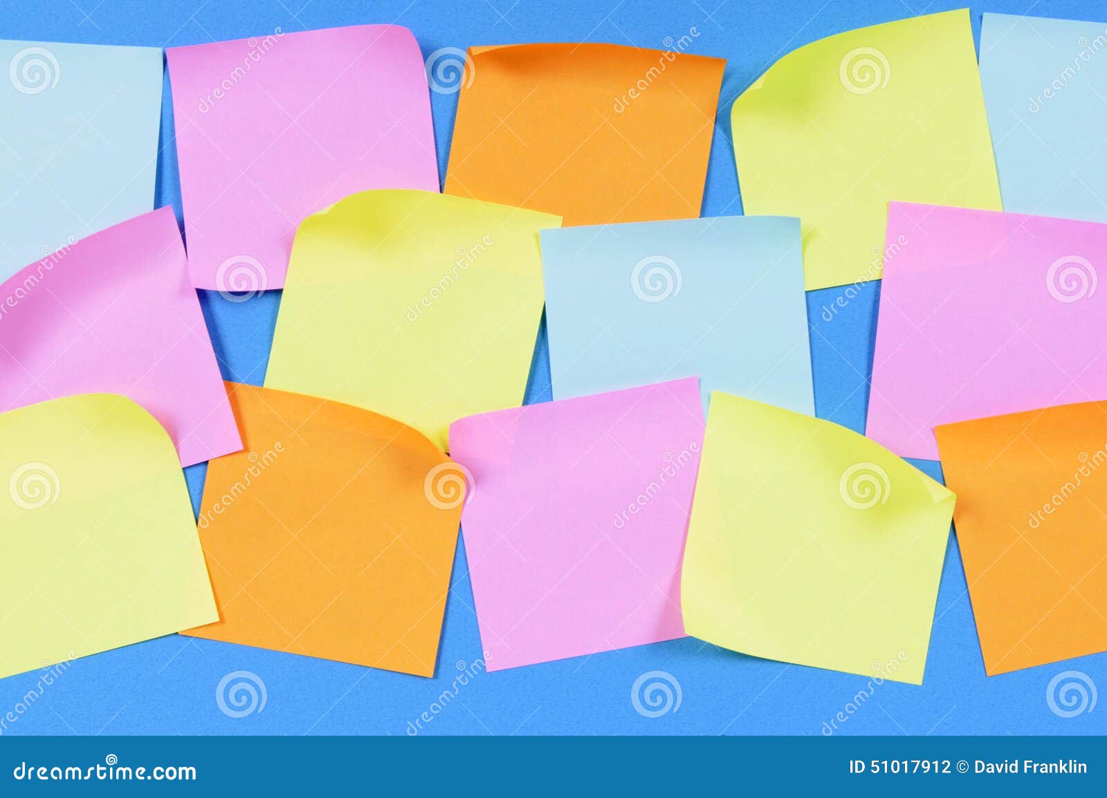 Collection of Several Post-it Style Office Sticky Notes, Copy Space ...